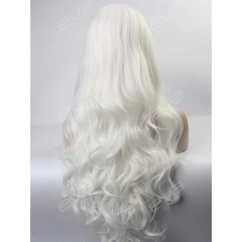 Gorgeous White Long Wavy Synthetic Lace Front Wig - Synthetic Lace ...