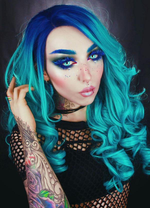 Bright Mint with Blue Root Color Synthetic Lace Front Wig - All ...