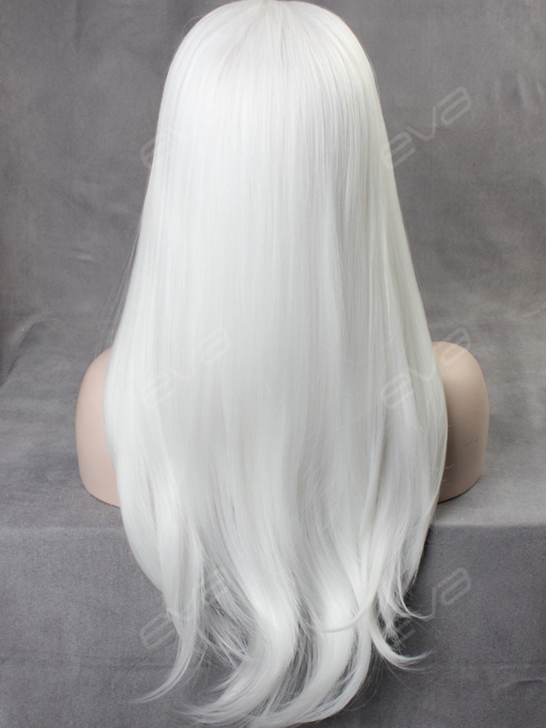 White Straight Long Synthetic Lace Front Wig - All Synthetic Wigs - EvaHair