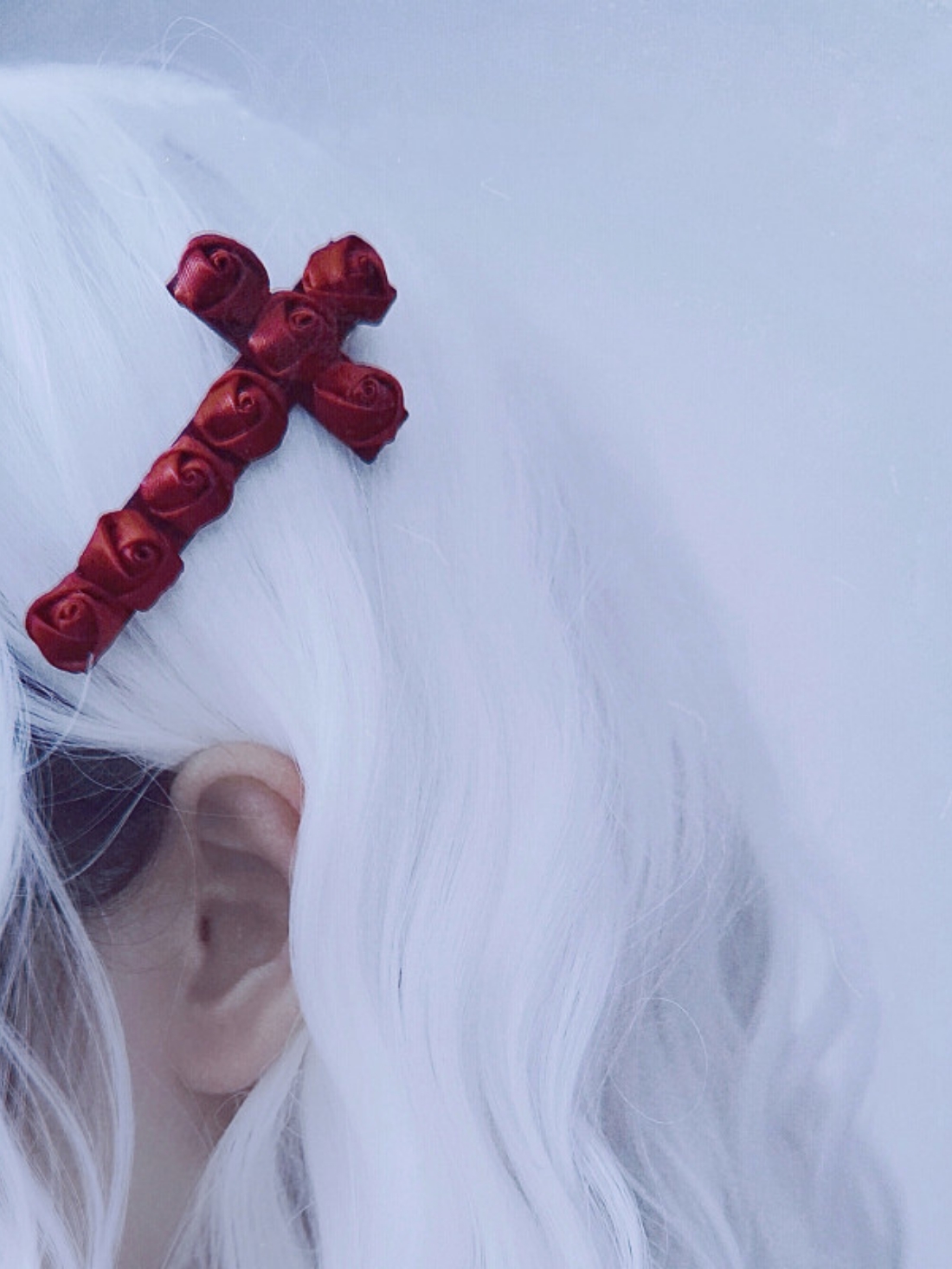 Evahair Limited Gothic Red Rose Cross Hairpin - Home - EvaHair
