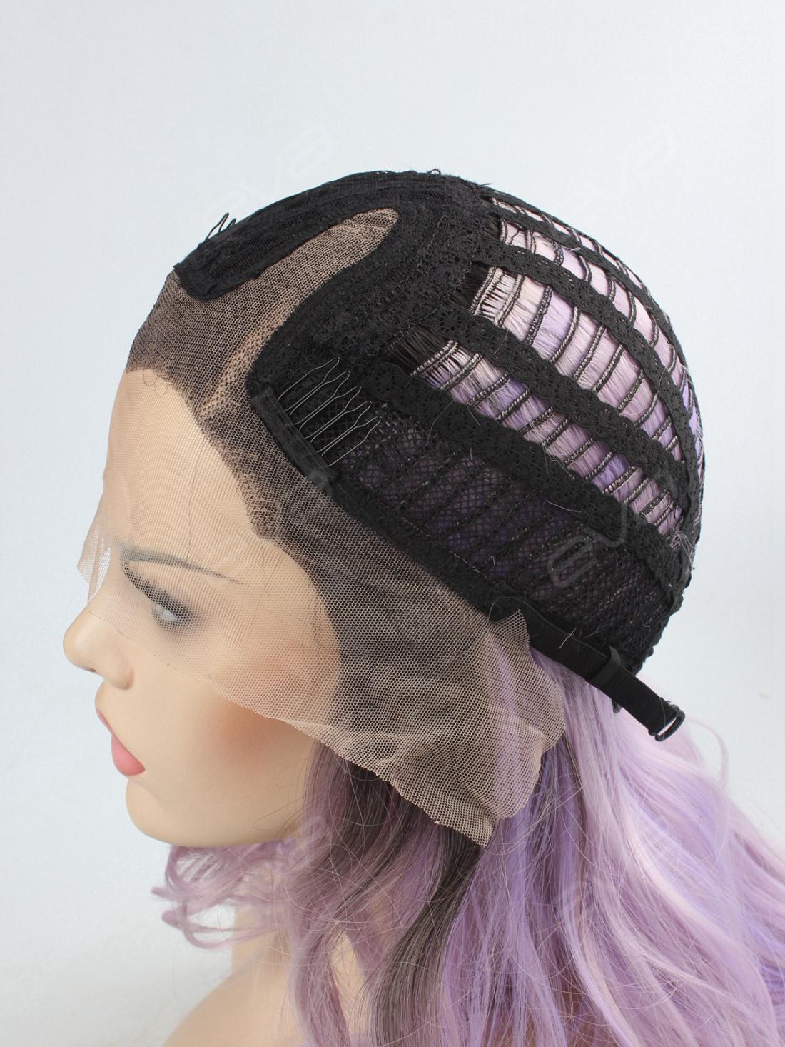 Lilac Purple Ombre Long Wavy Synthetic Lace Front Wig - All Synthetic ...