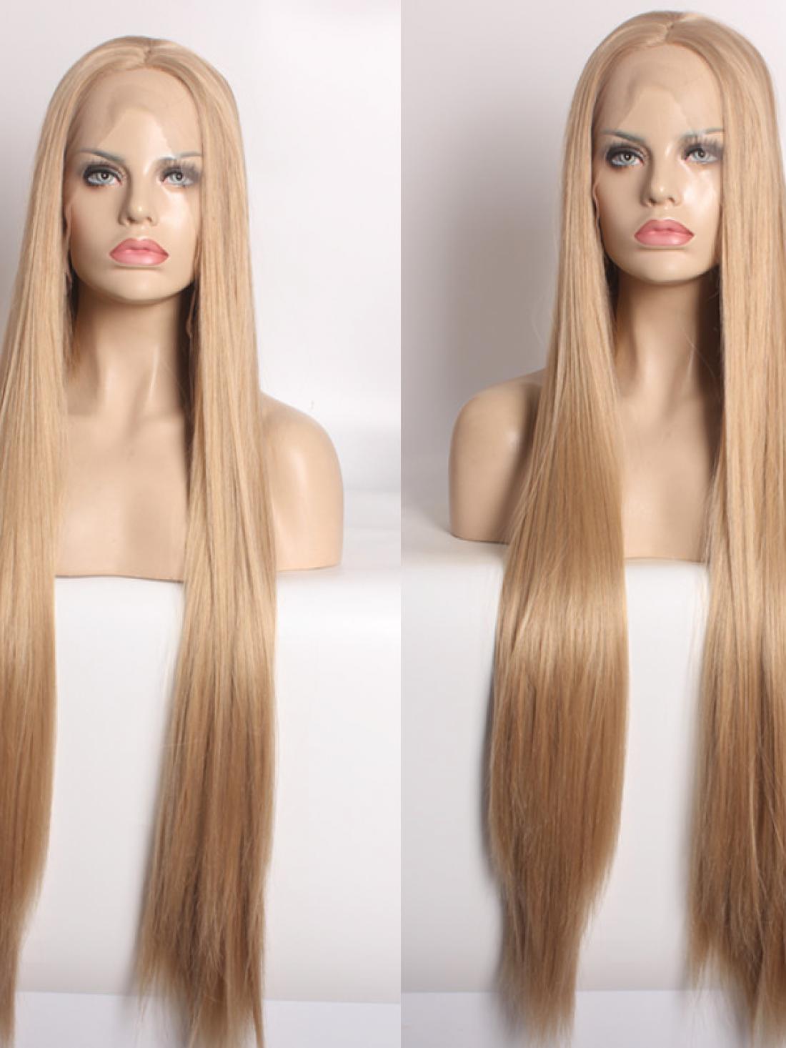 Super Long Hip Length Natural Blonde Synthetic Wigs - All Synthetic ...