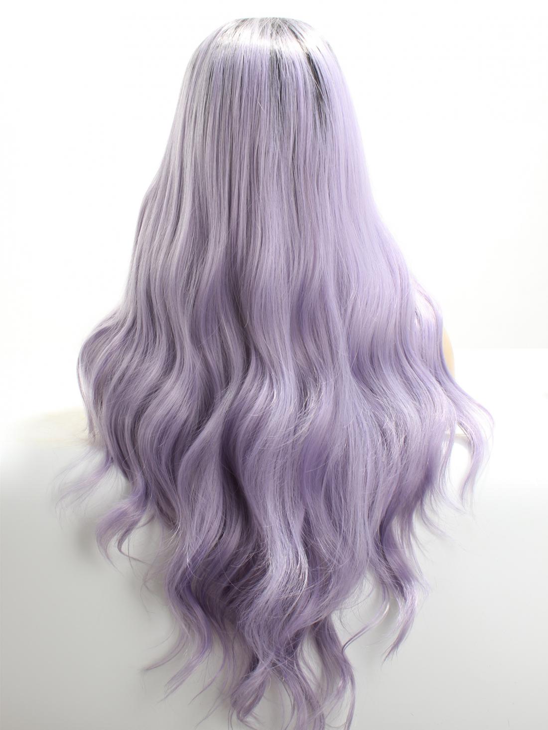 Ash Lavender Wavy Natural Synthetic Lace Front Wig - All Synthetic Wigs ...