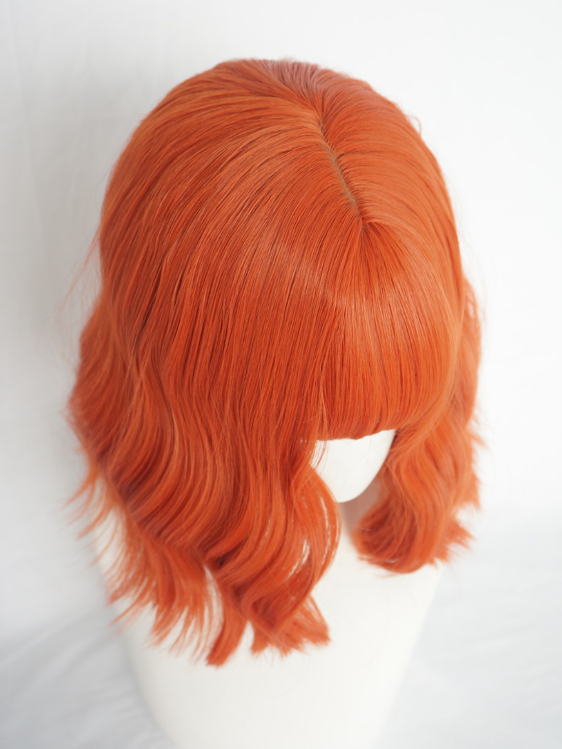 Evahair Bright Orange Medium Length Wavy Synthetic Wig with Bangs ...